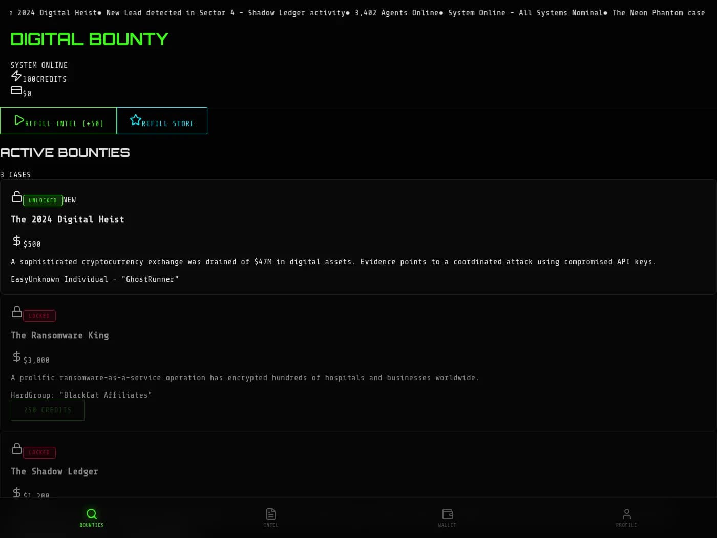 Digital Bounty Mystery App