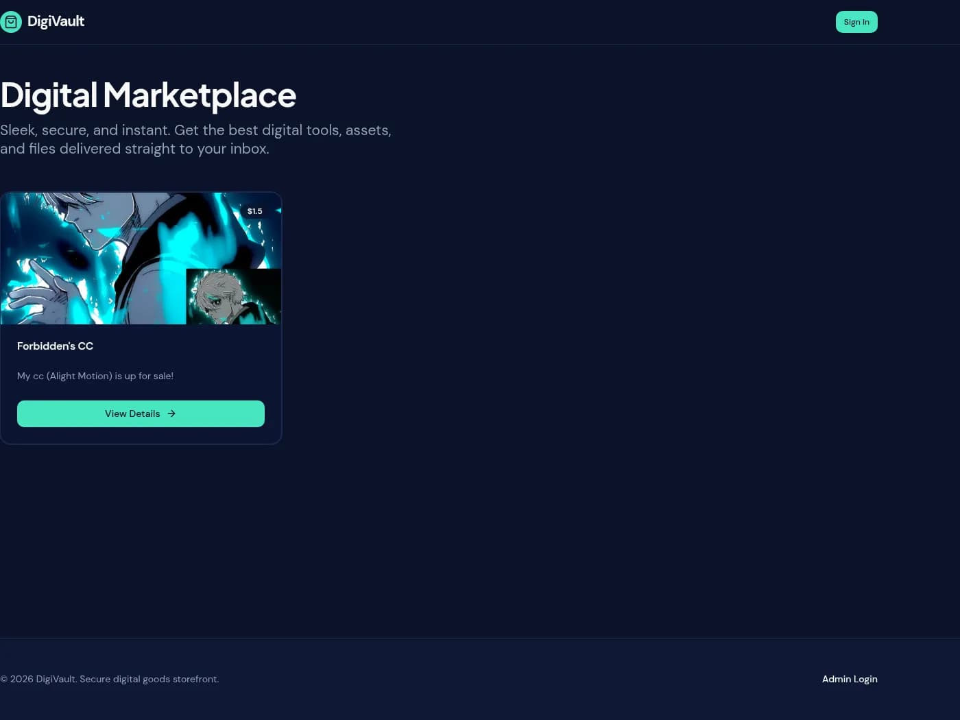 Digital Goods Storefront