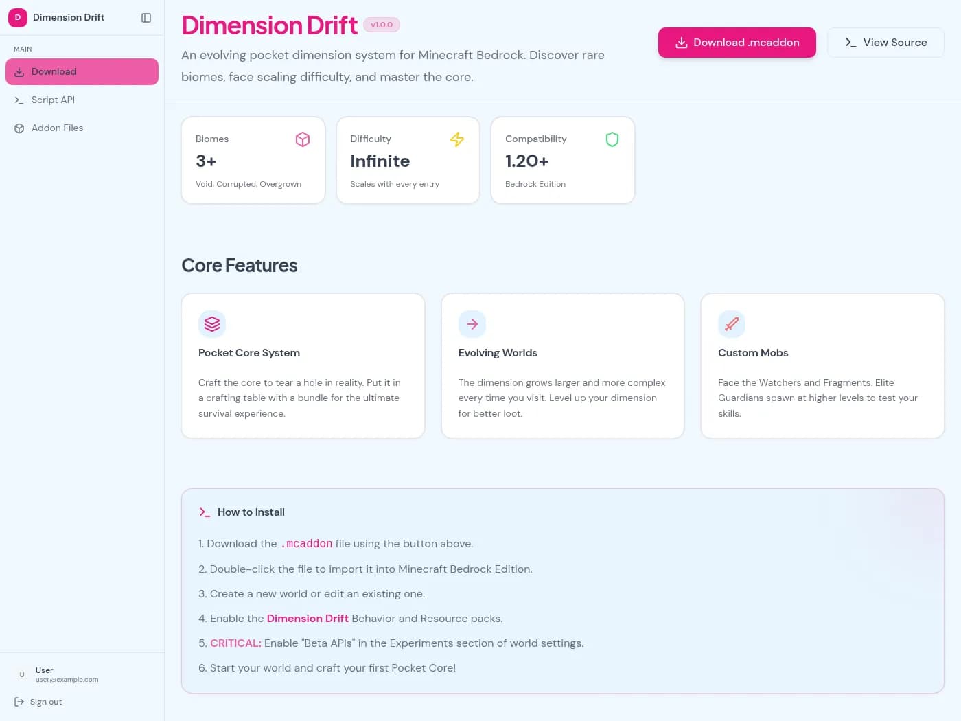 Dimension Drift Addon