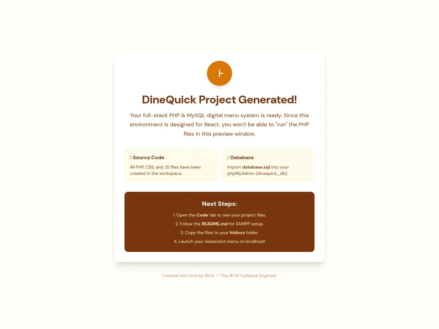 DineQuick Menu System