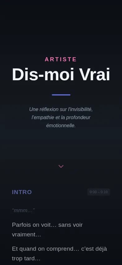 Dis-moi Vrai Lyrics Page