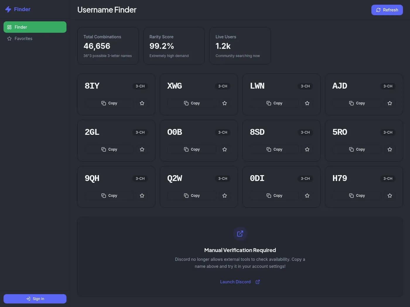 Discord 3-Letter Finder