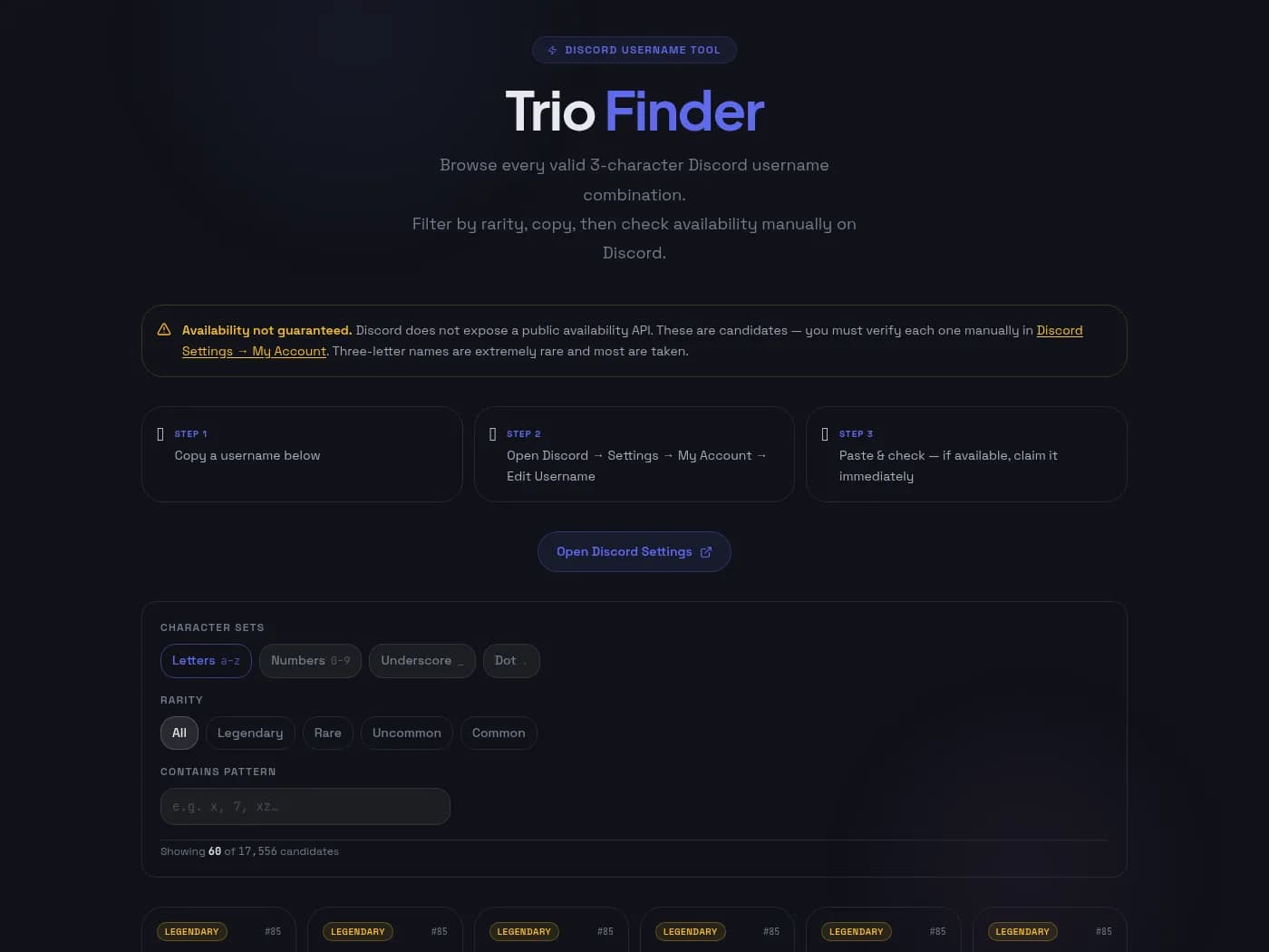 Discord Trio Finder