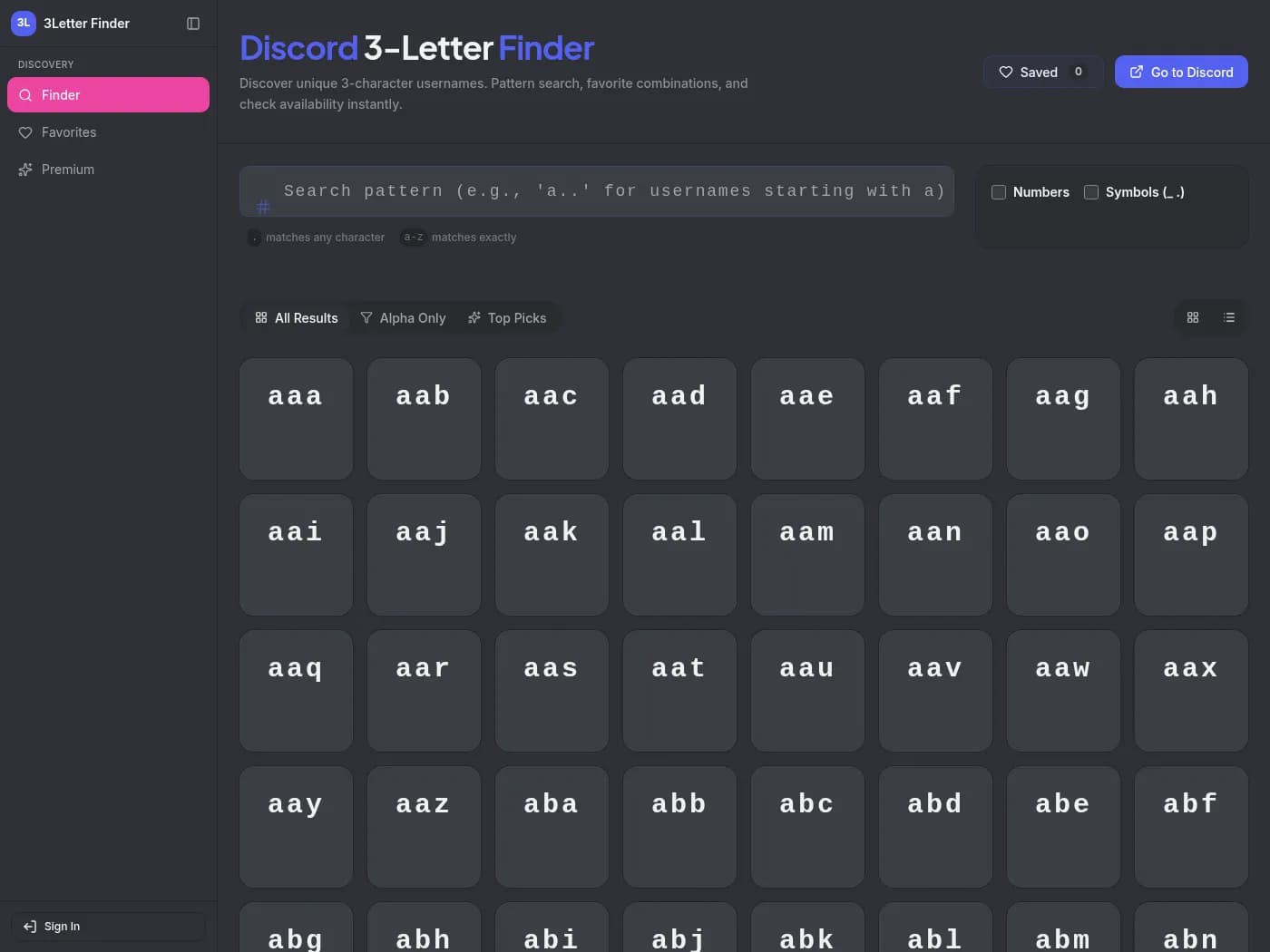 ThreeLetter Discord Finder