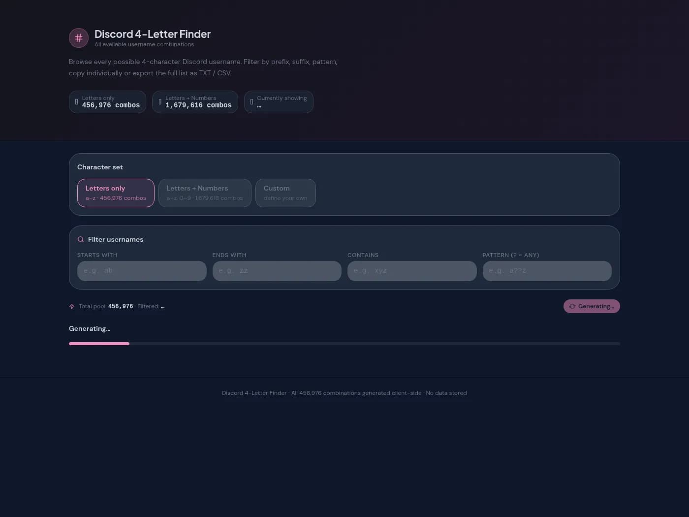 Discord 4-Letter Finder