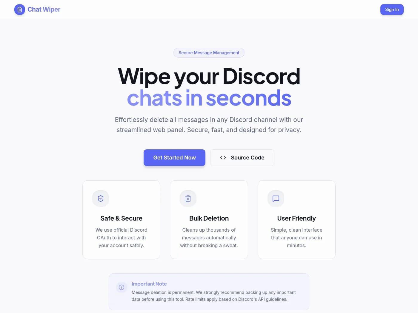 Discord Chat Wiper