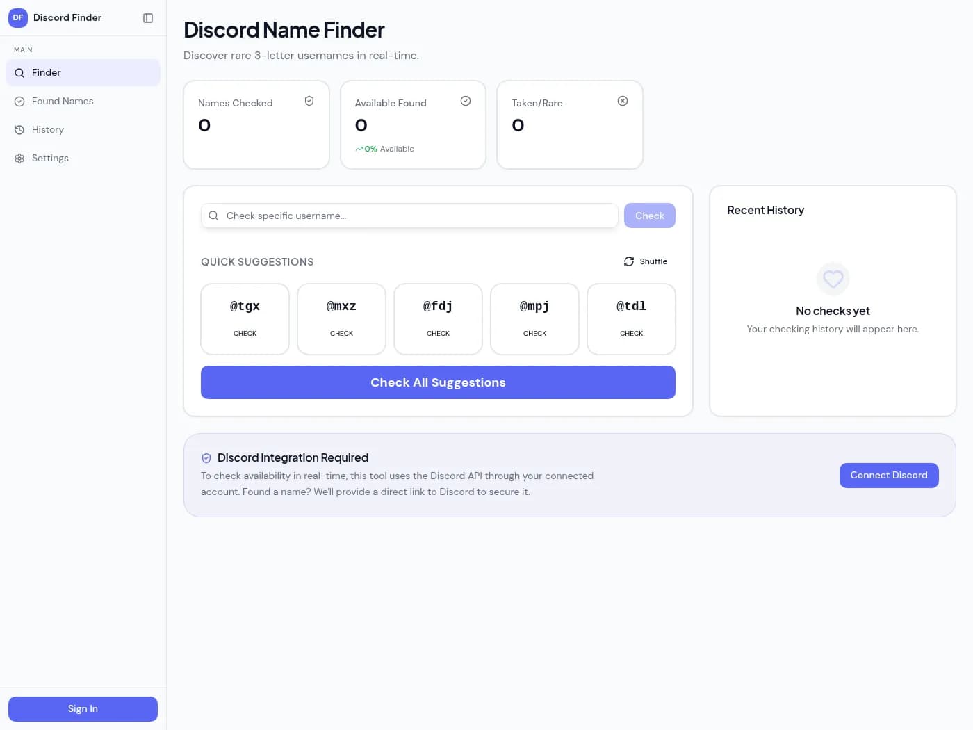 Discord Name Finder