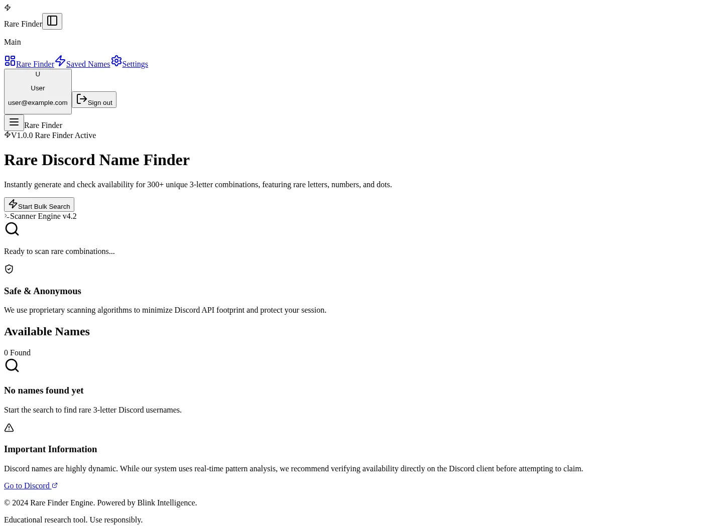 Rare Discord Name Finder