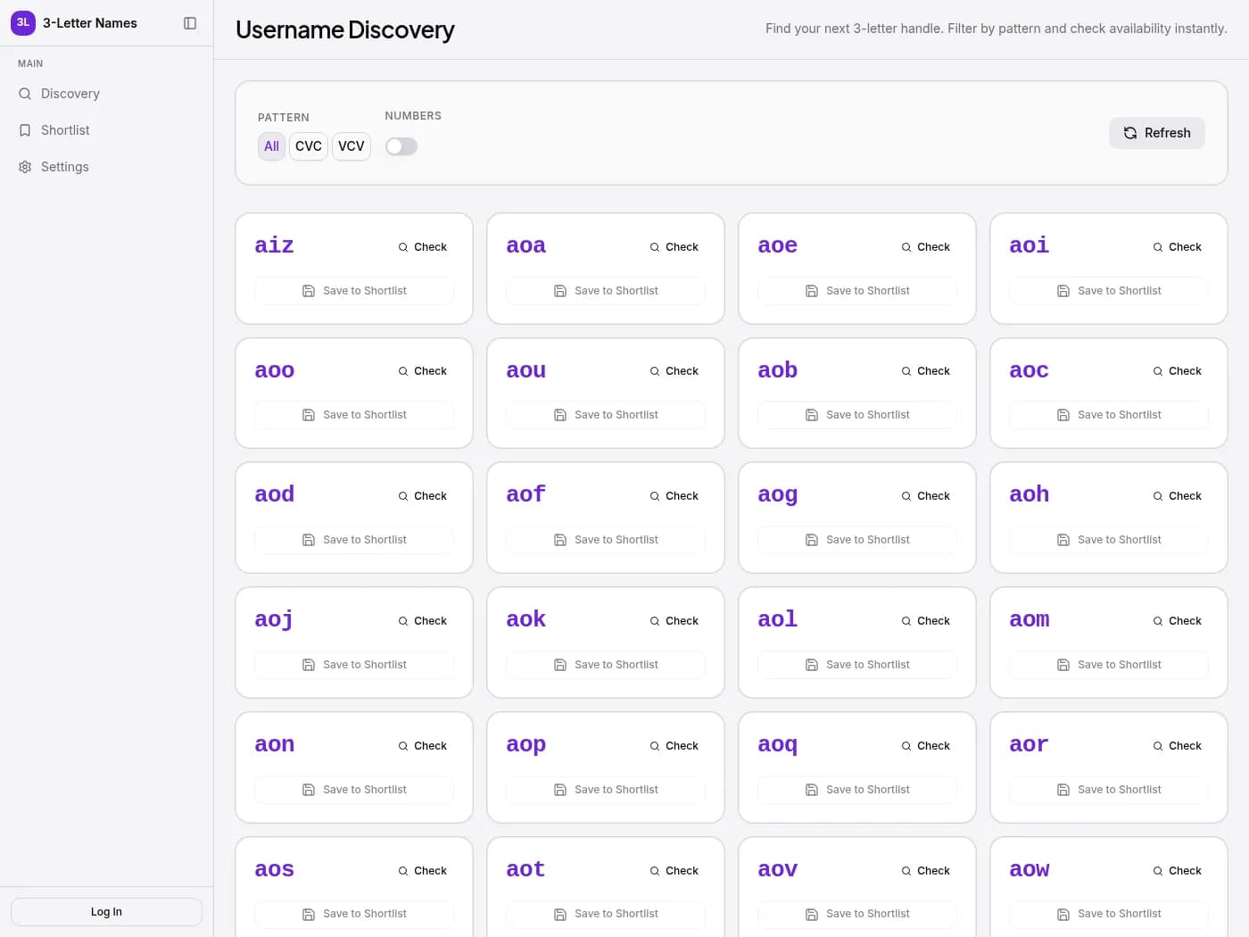 Discord 3-Letter Finder