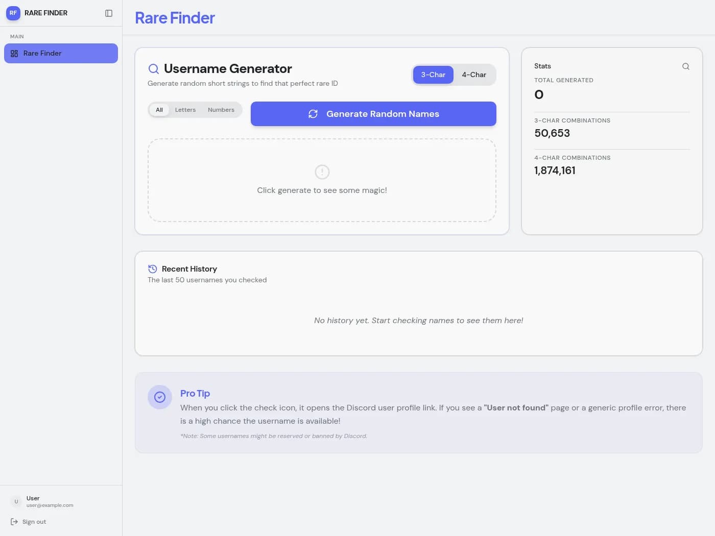 Rare Discord Name Finder