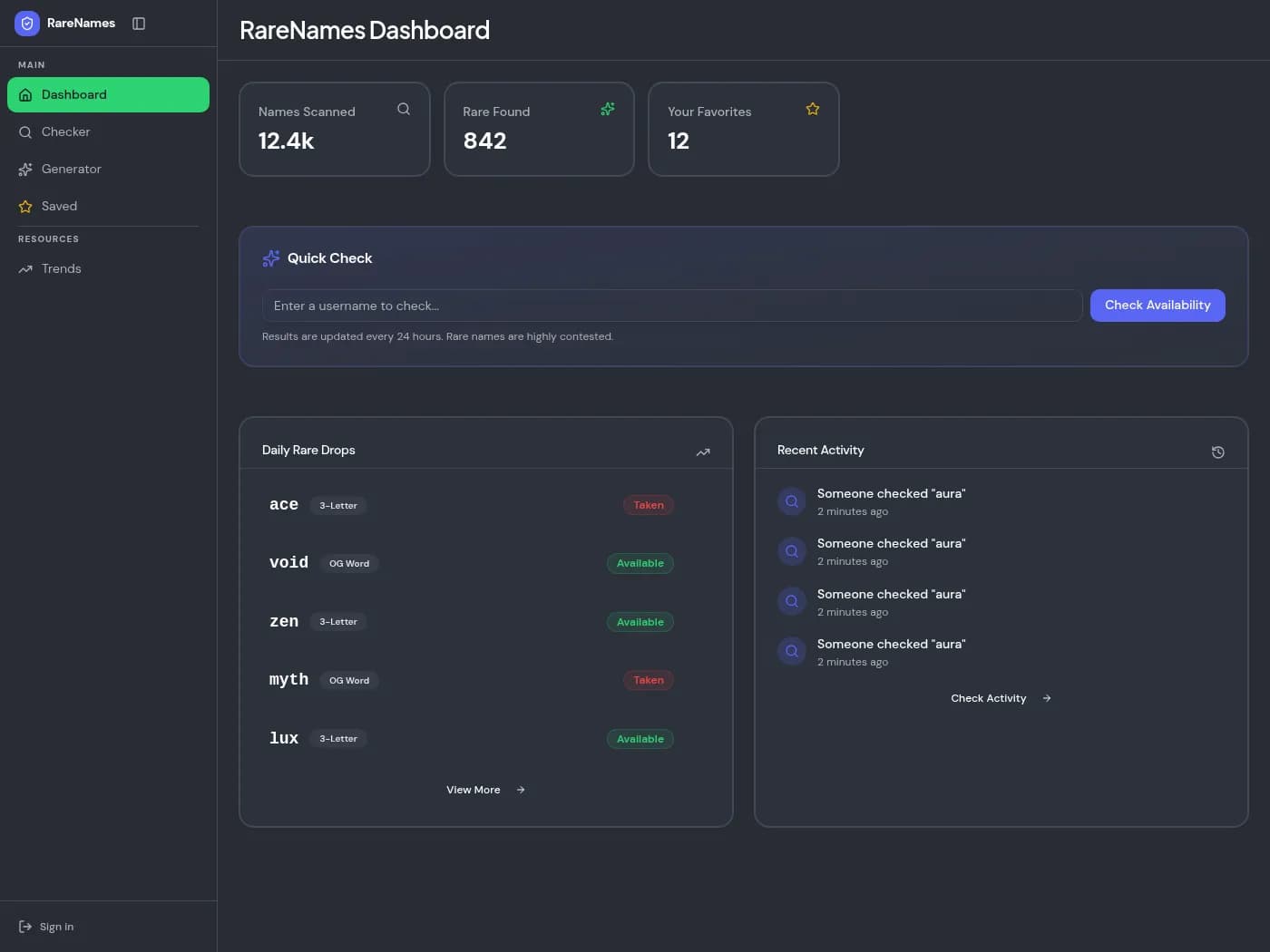 Rare Discord Names Finder