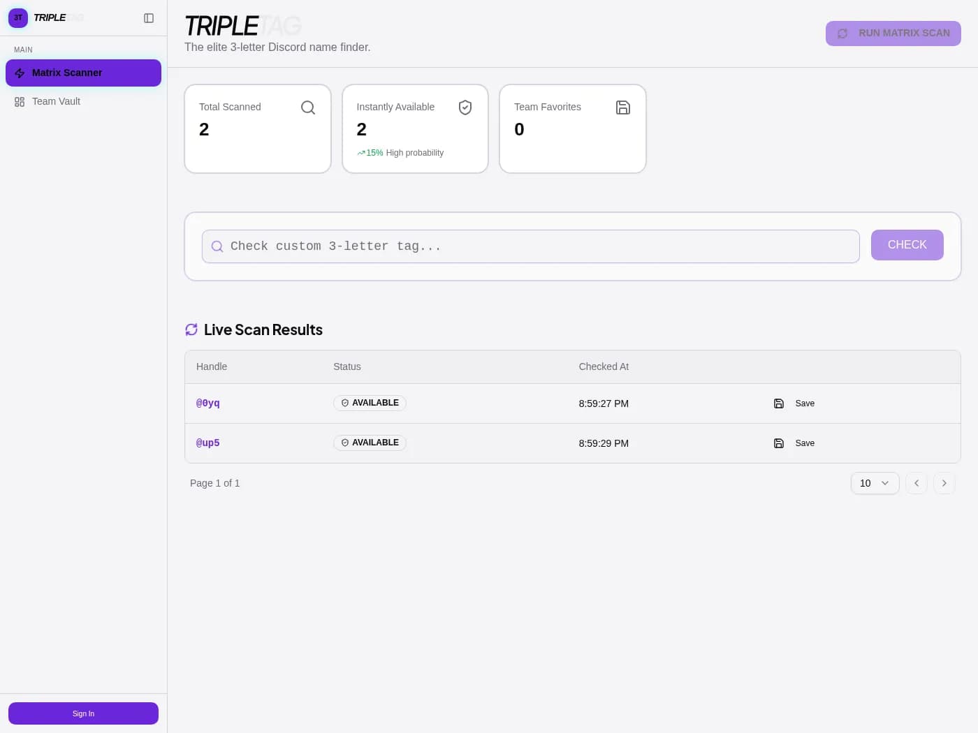 TripleTag Discord Finder