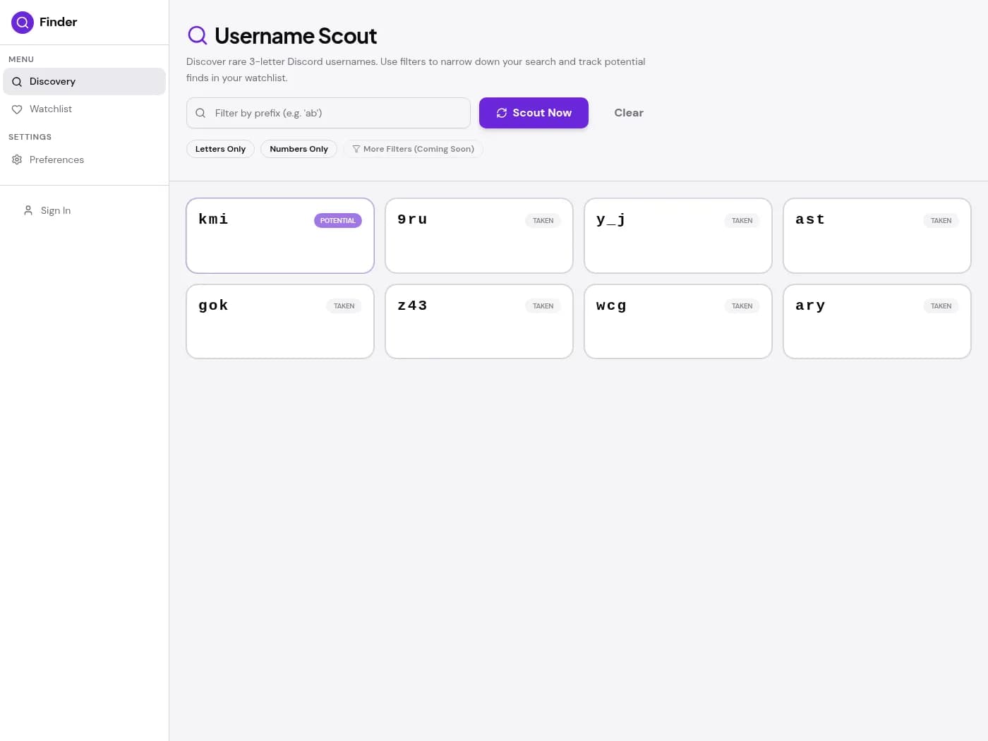 Discord Name Finder