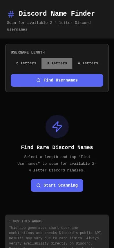 Discord Name Finder
