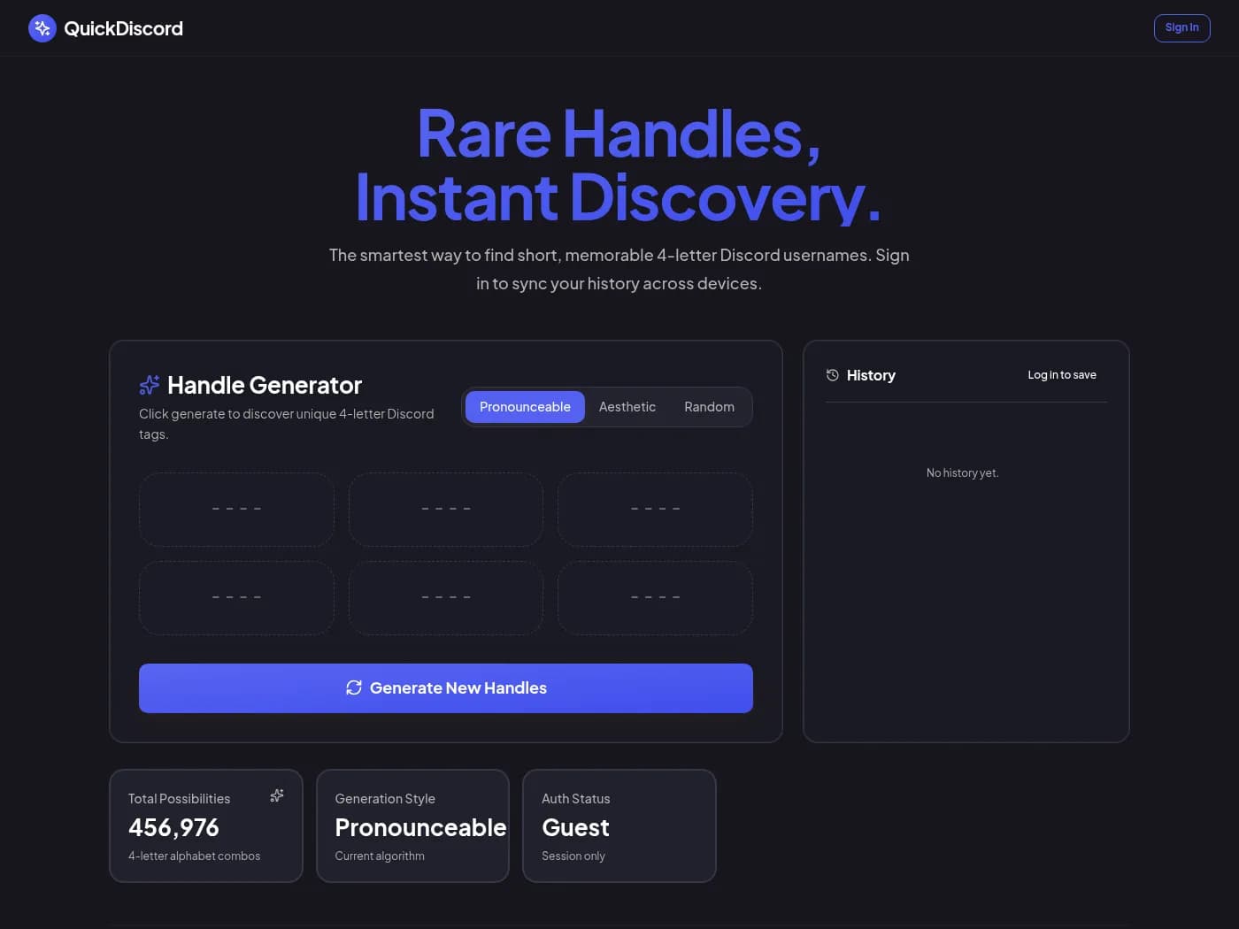 QuickDiscord HandleGen