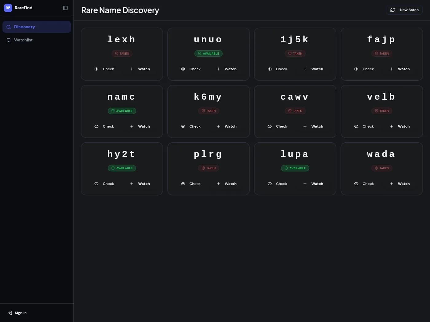 Rare Discord Name Finder