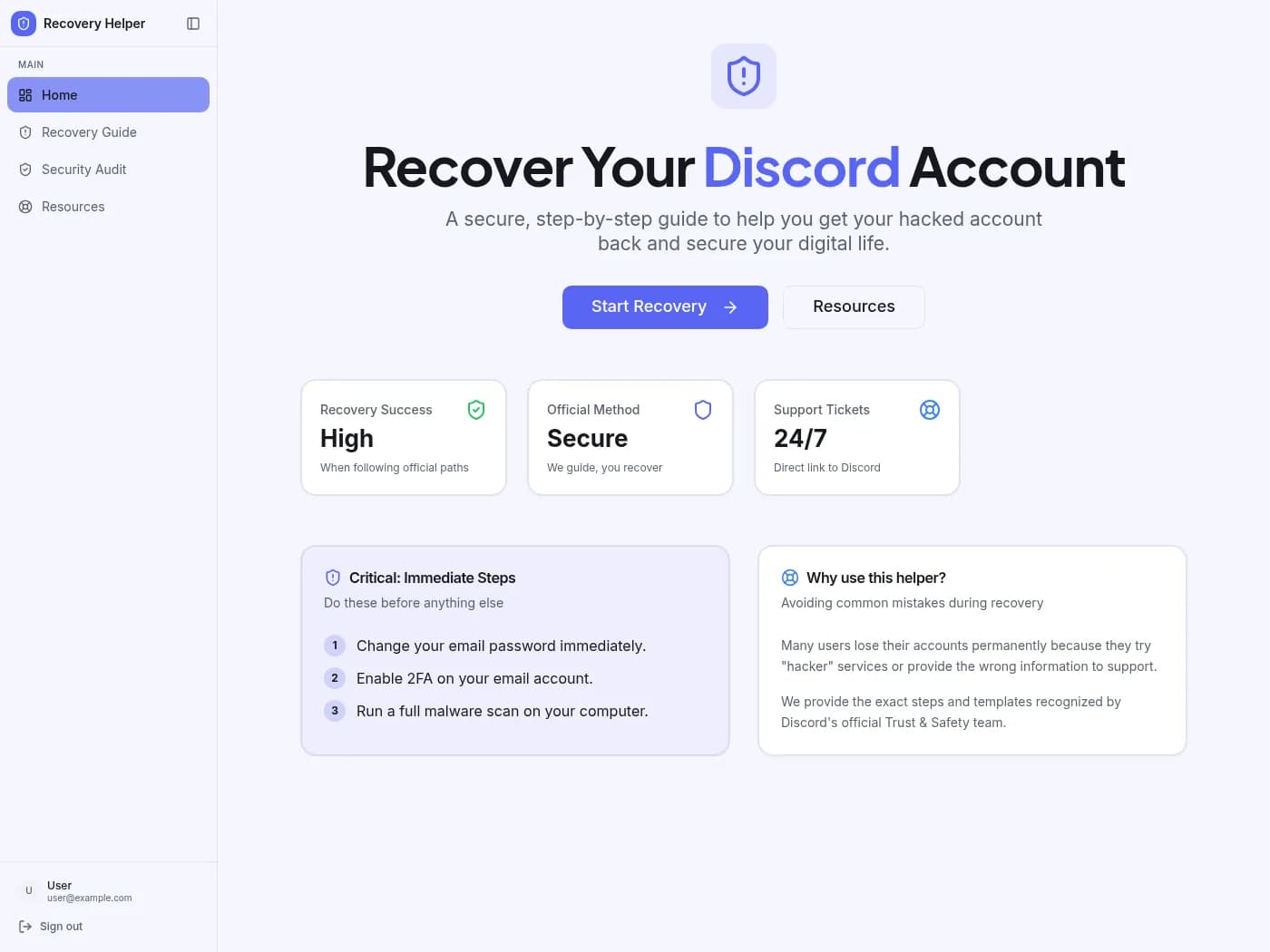 Discord Recovery Helper