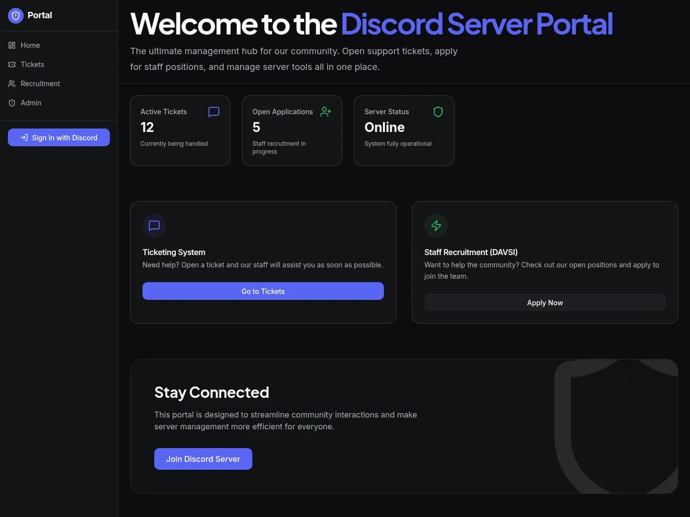 Discord Server Portal