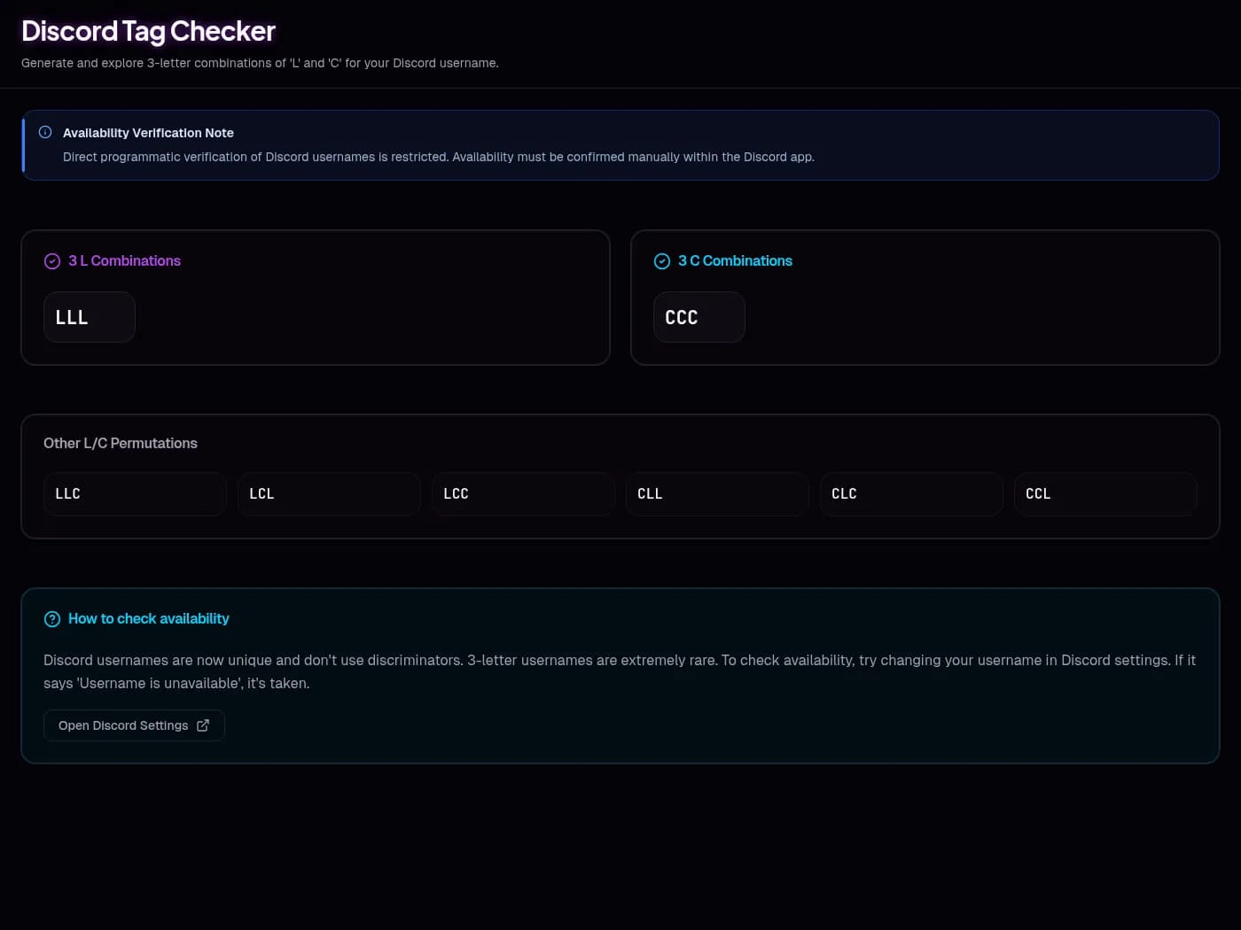 Discord Tag Availability Checker