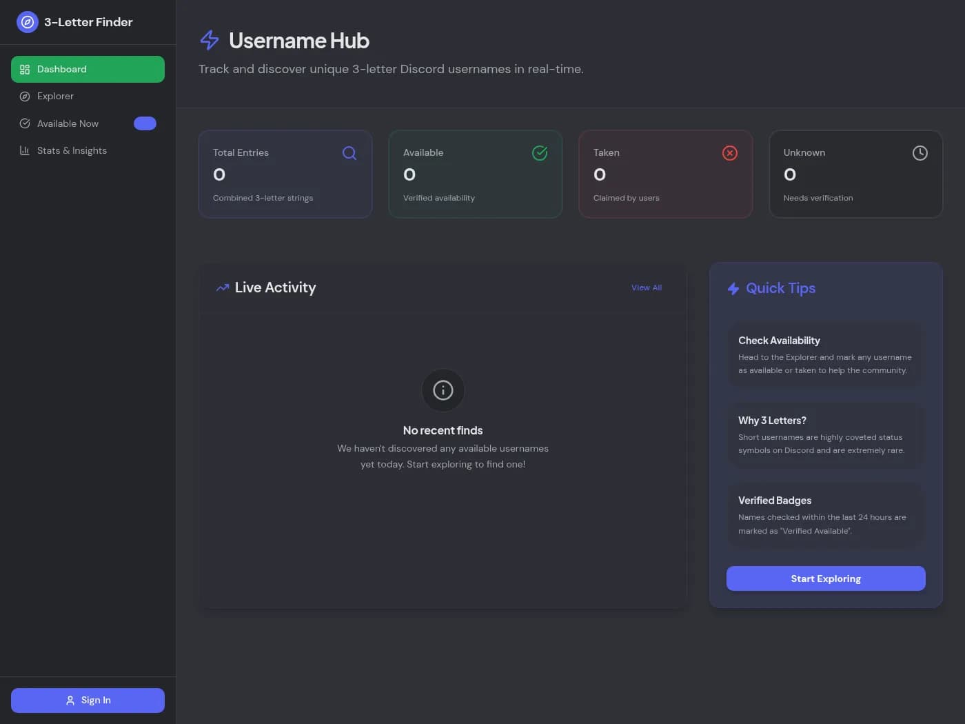 Discord 3-Letter Finder