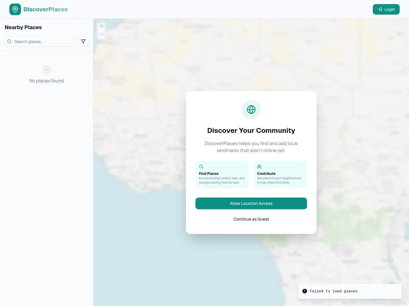DiscoverPlaces Web App