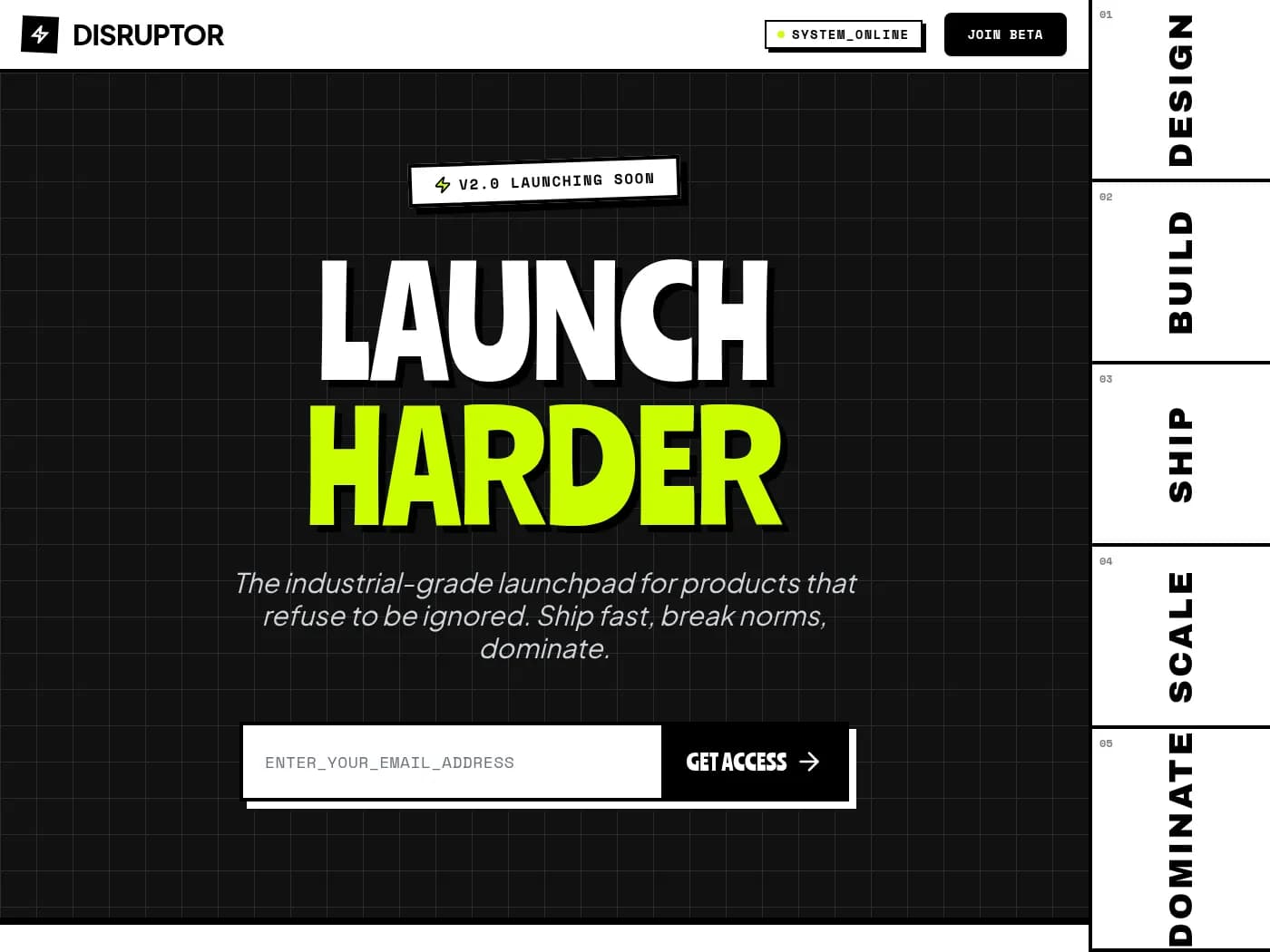 Disruptor UI Launchpad