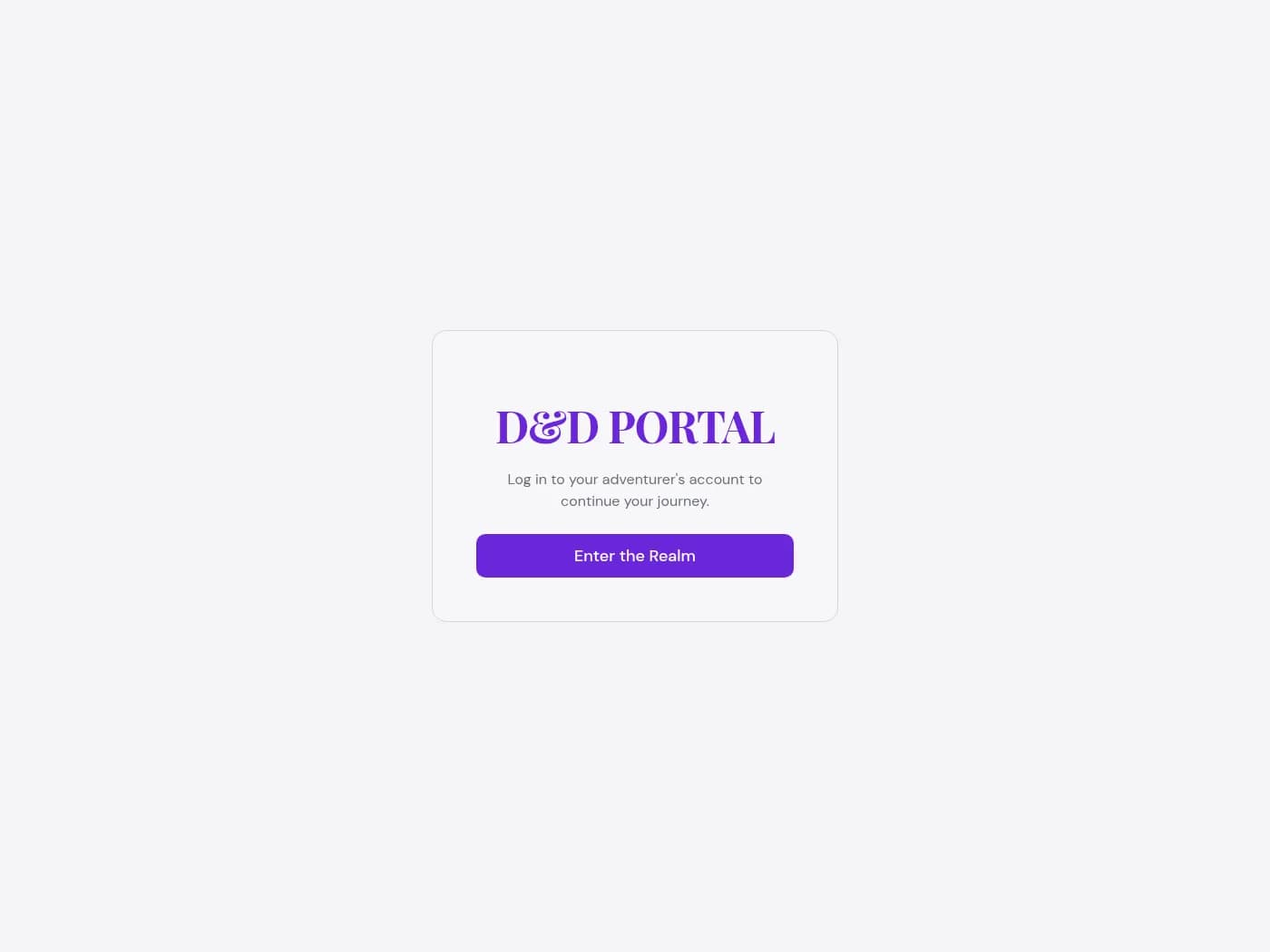 D&D TTRPG Web Portal