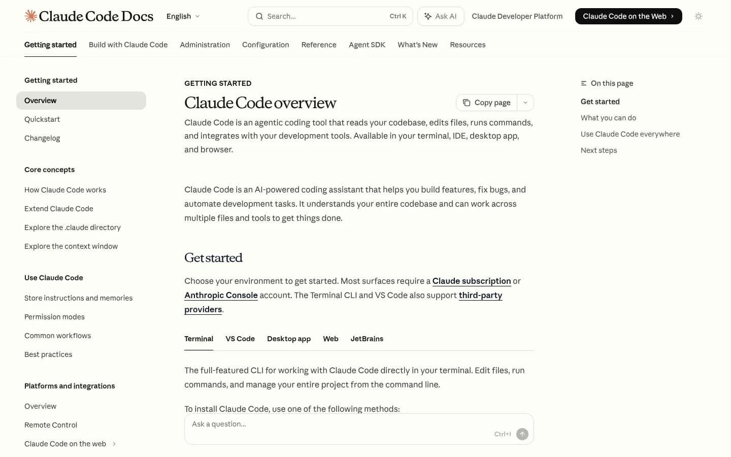 Claude Code documentation — official Anthropic agentic coding CLI docs