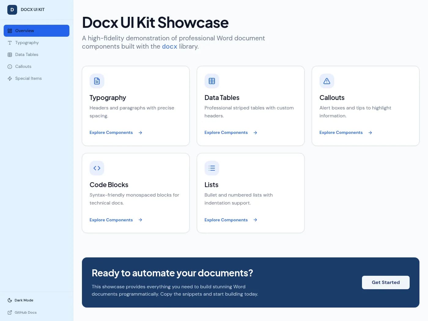 Docx UI Kit Showcase