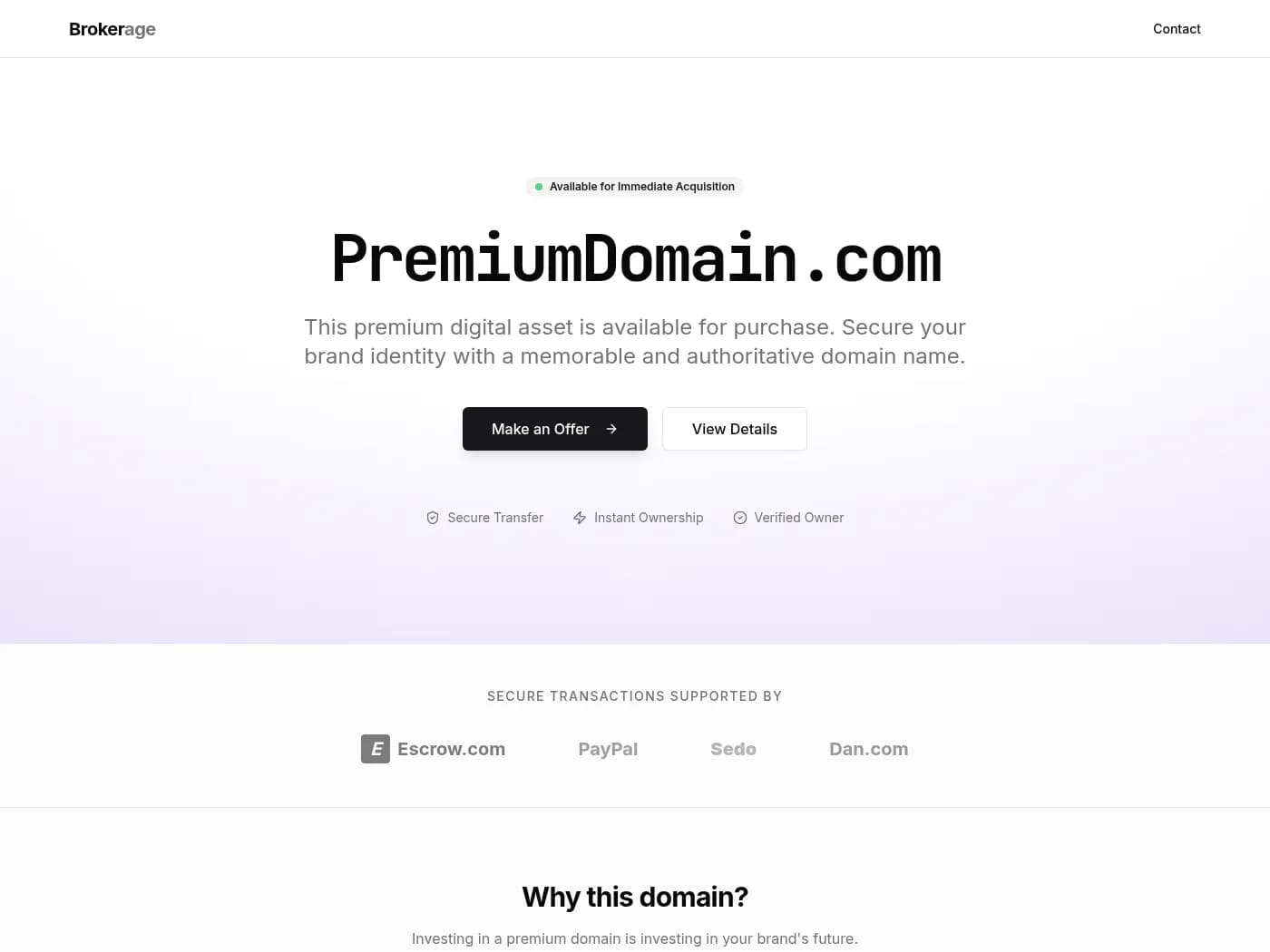 Domain Sales Page