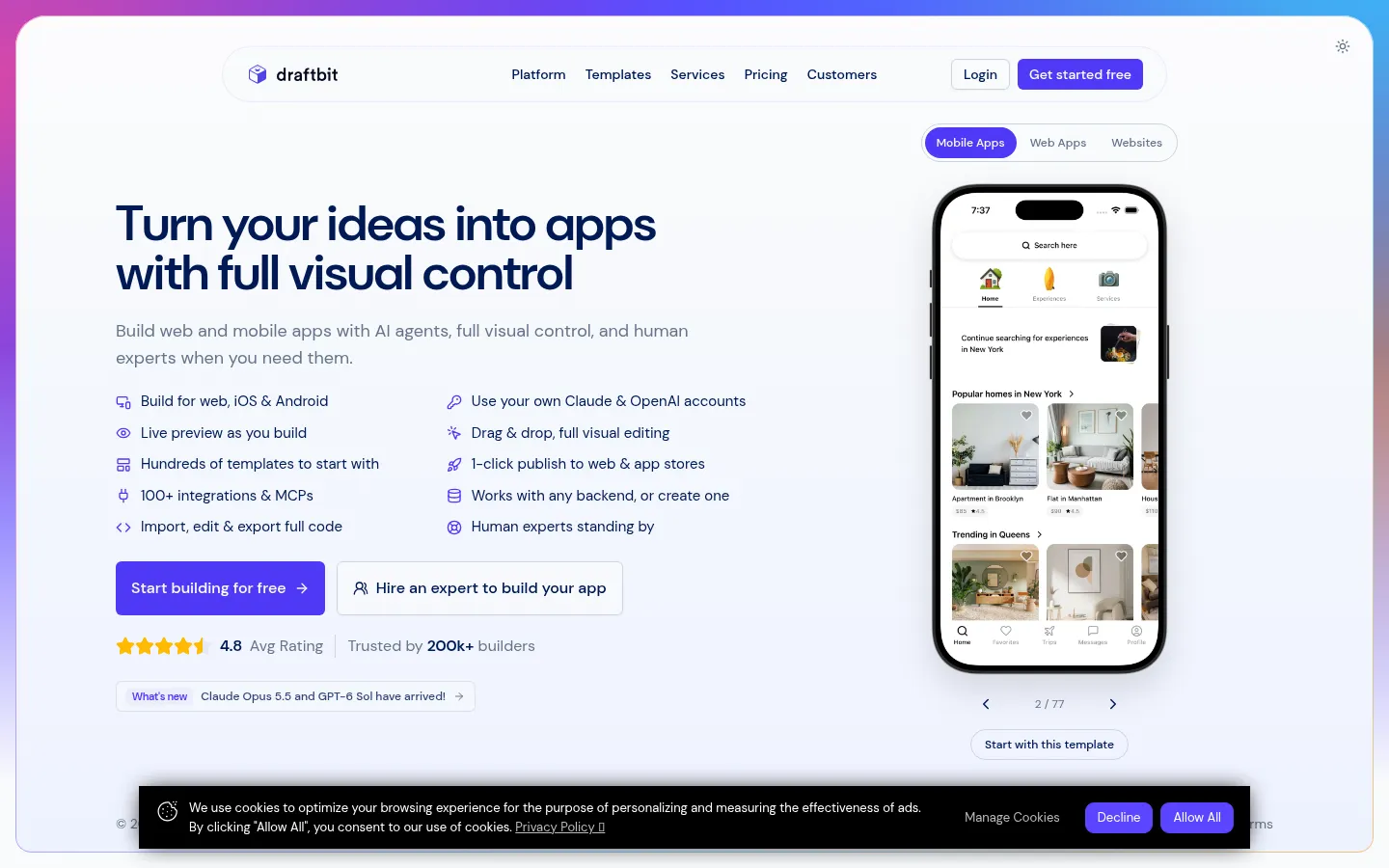 Draftbit homepage