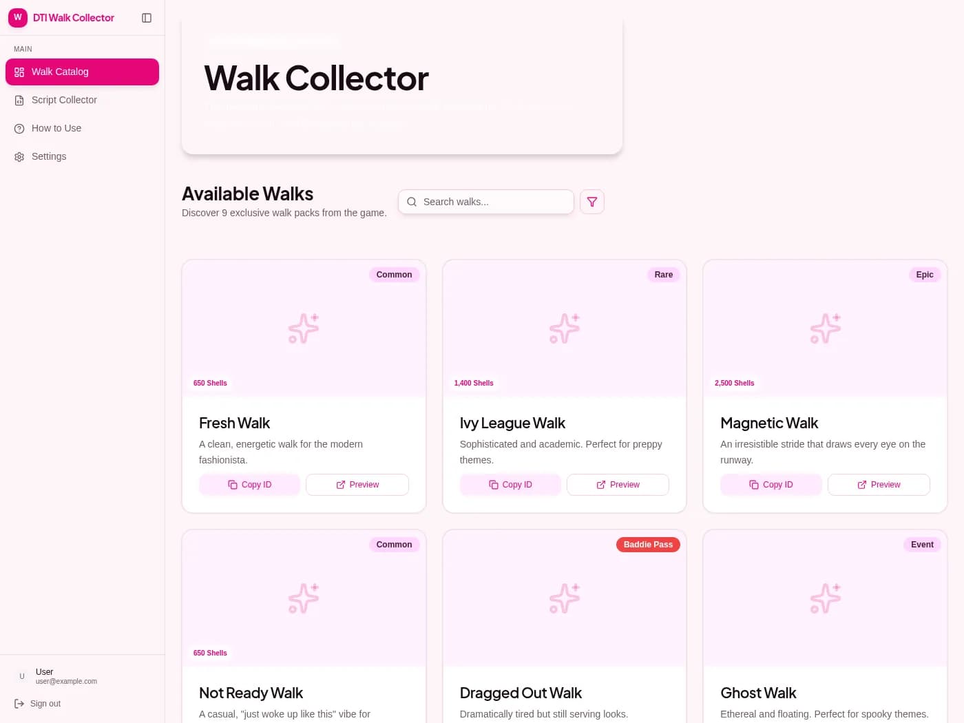 Walk Collector Script