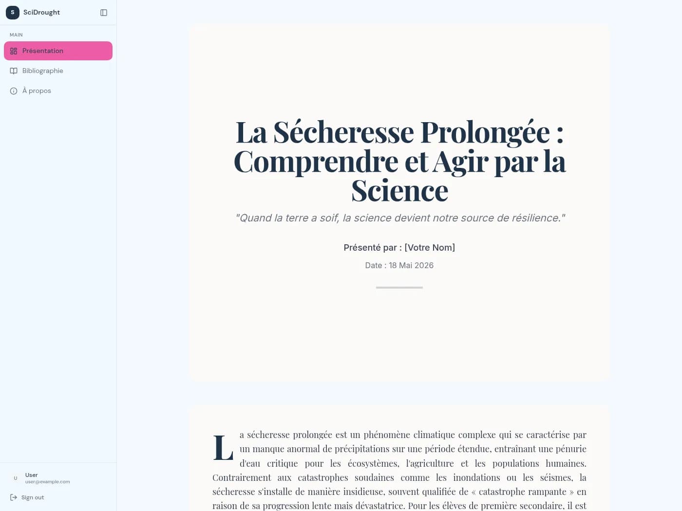 SciDrought Presentation Doc