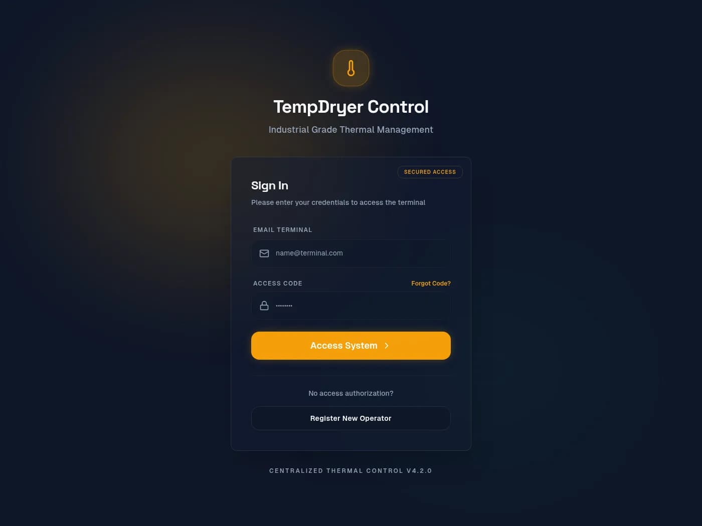 TempDryer Control Panel