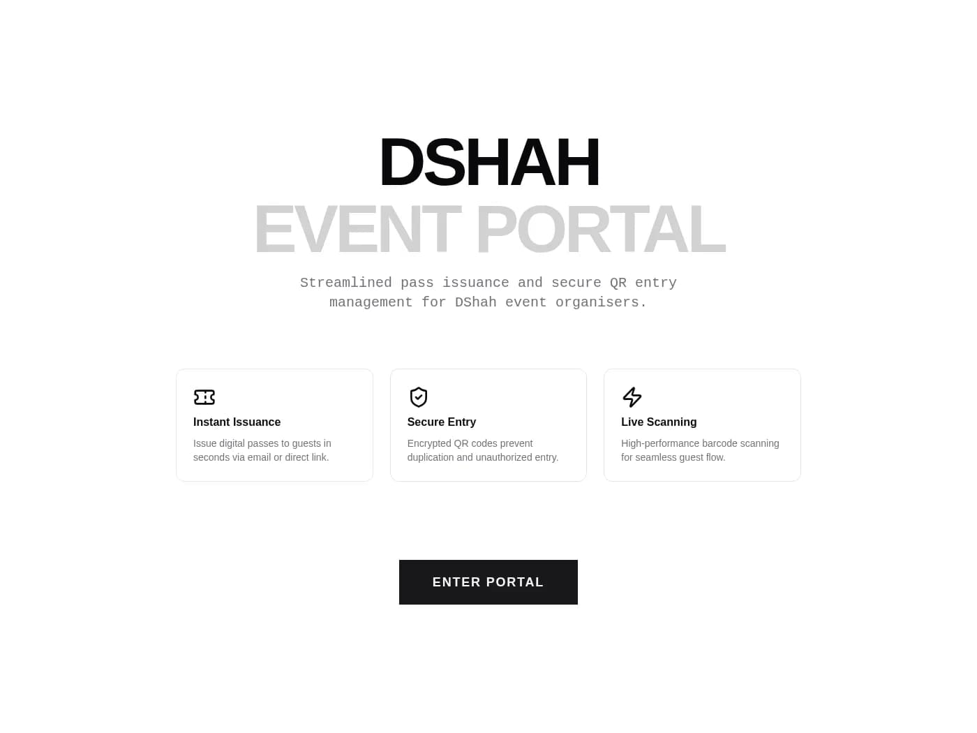 DShah Event Pass Portal