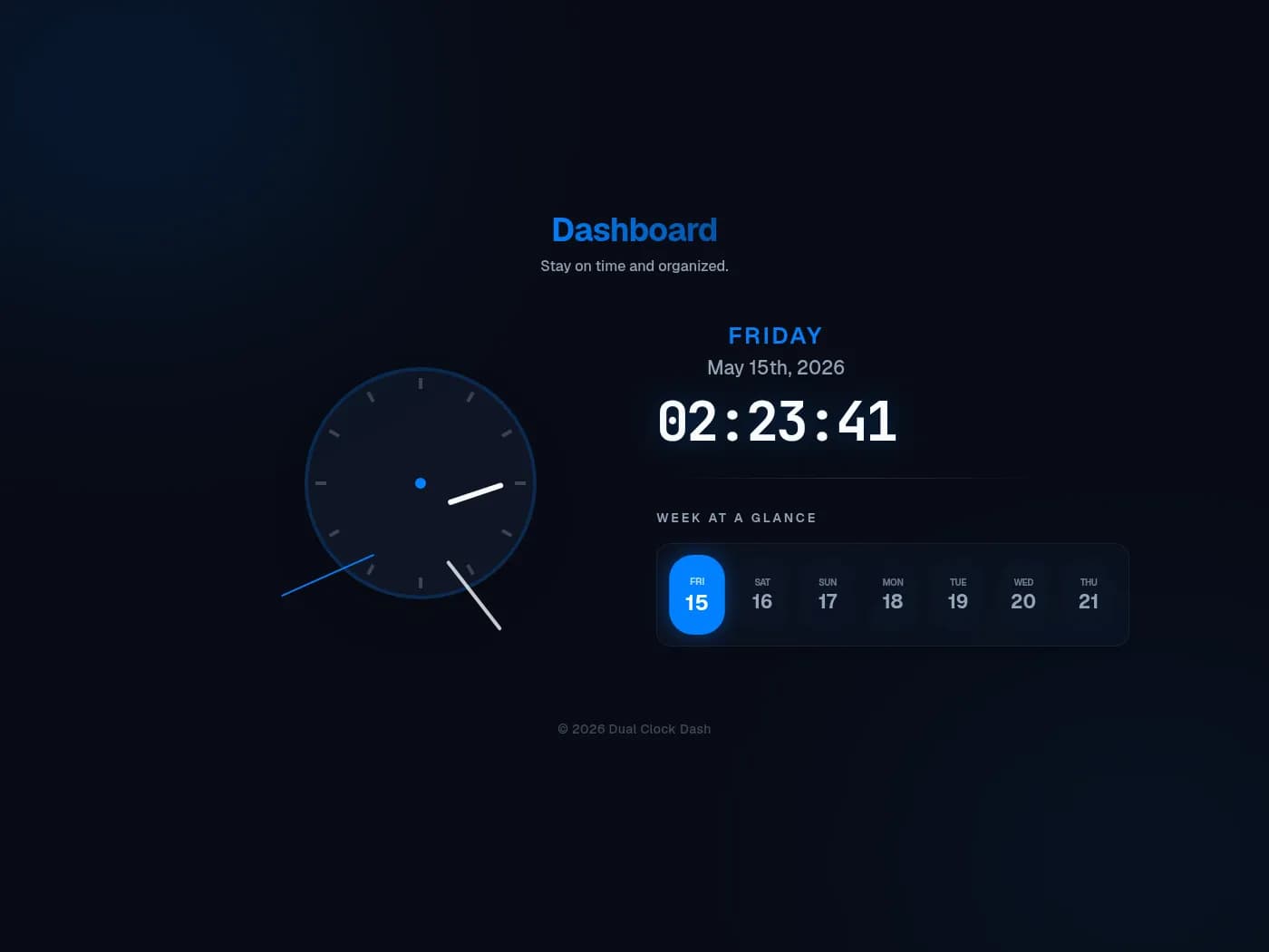 Dual Clock Dashboard