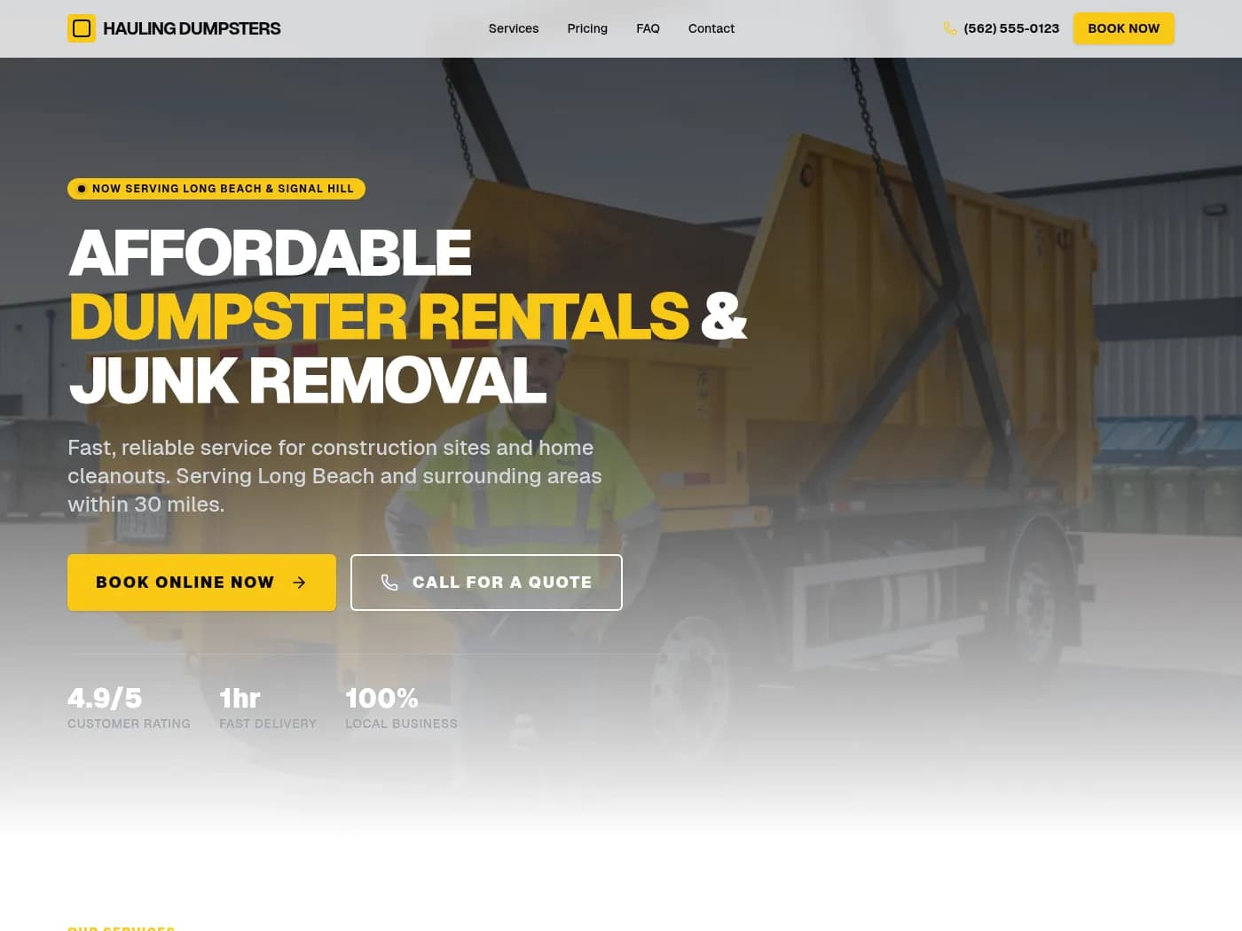 Hauling Dumpsters Landing Page