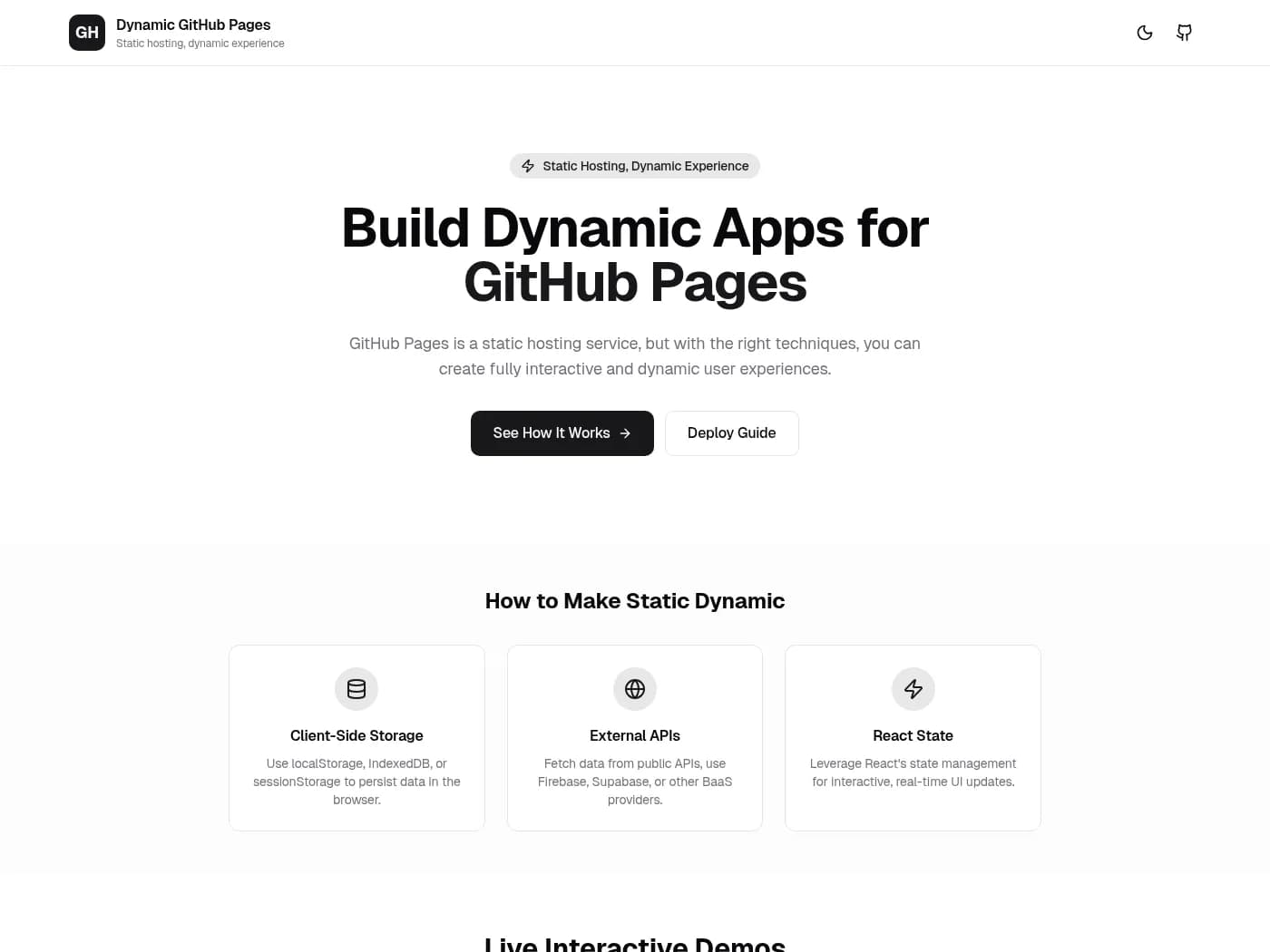 Dynamic GitHub Pages App