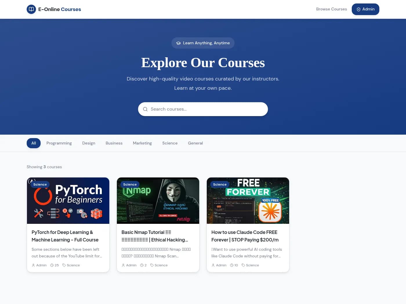 E-Online Courses Portal