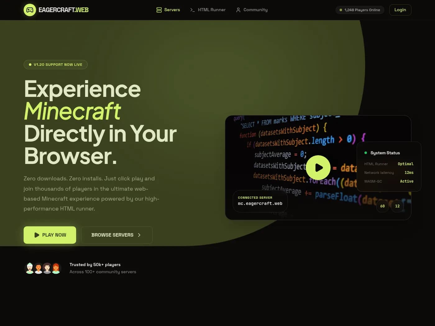 Eagercraft Web Experience