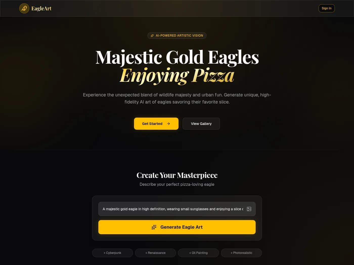Gold Eagle Eats Pizza