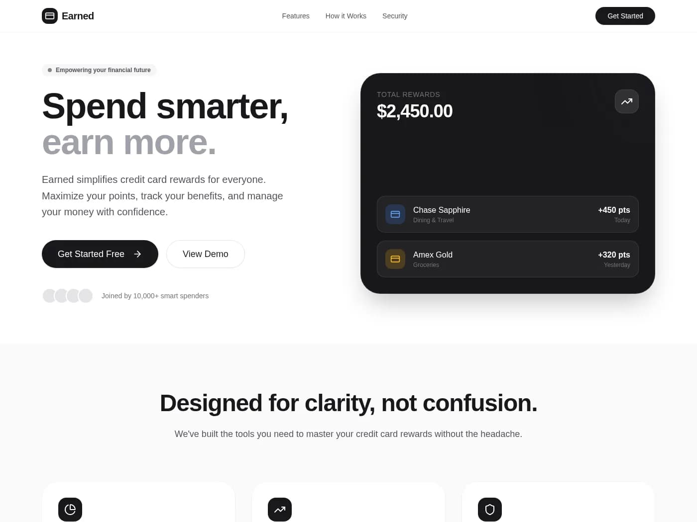 Earned Rewards Dashboard