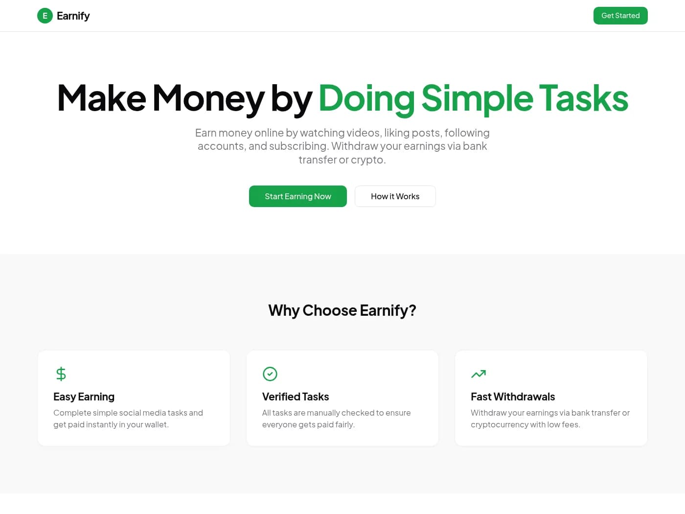 Earnify Web Tasks