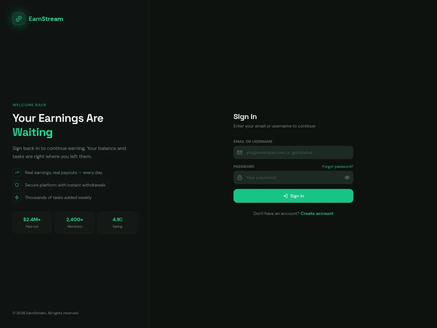 EarnStream Rewards Platform