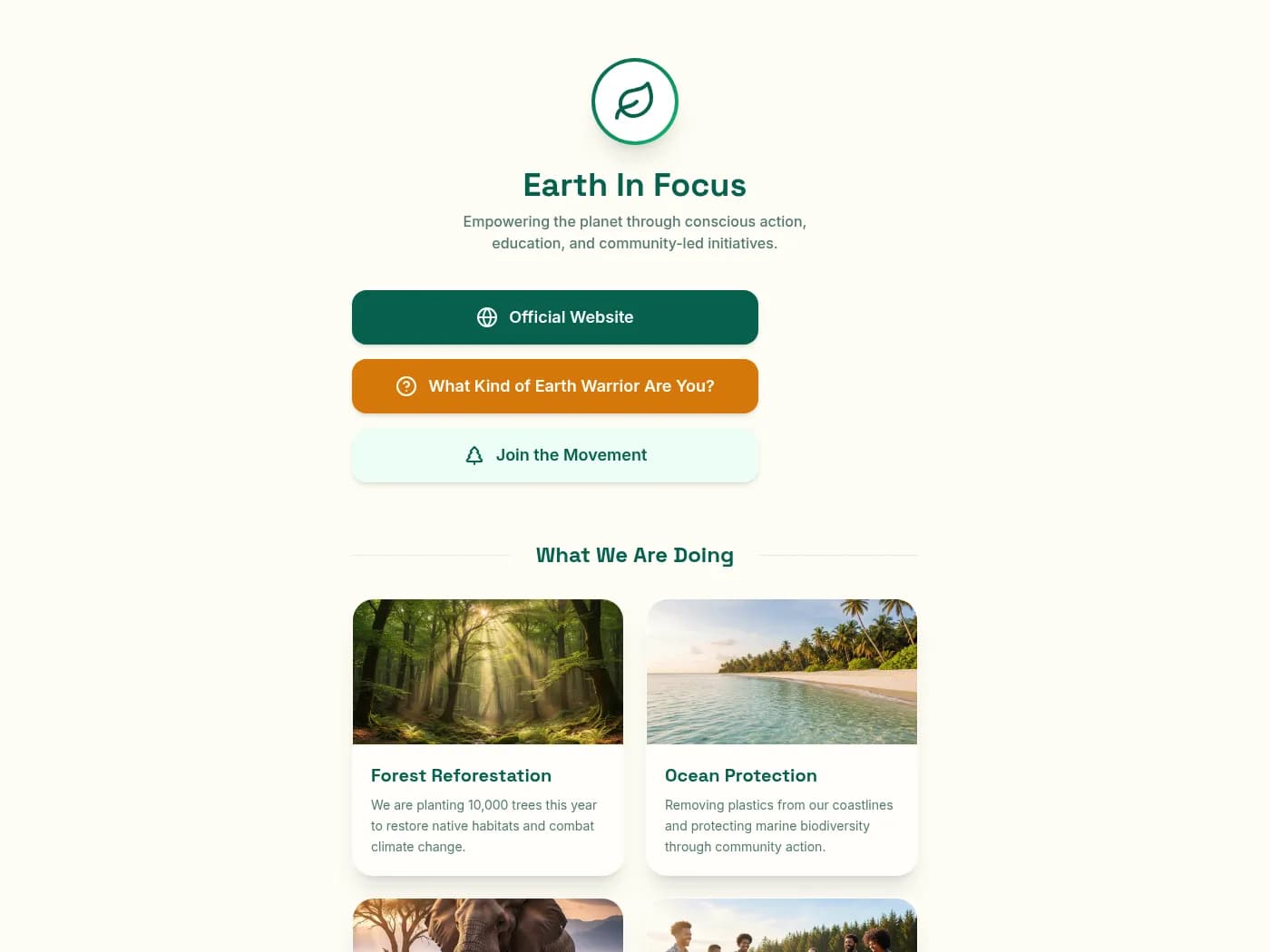 Earth In Focus Microsite