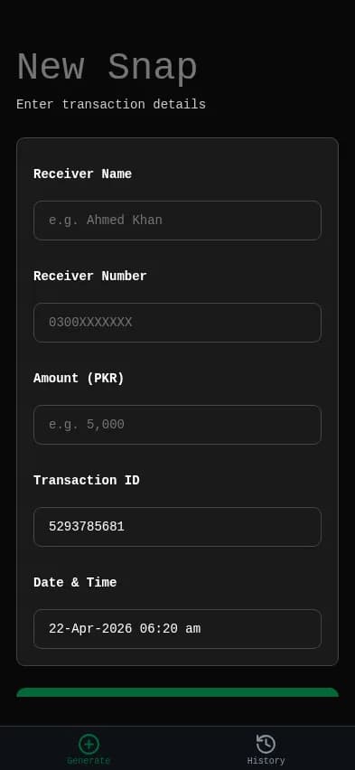 Easypaisa Snap Generator