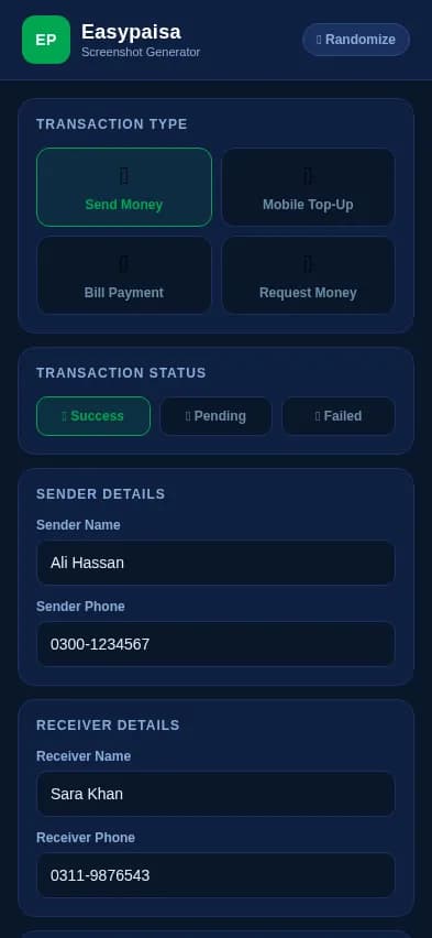 Easypaisa Screenshot Maker