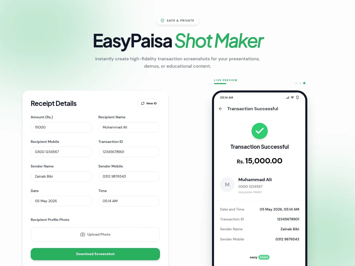 EasyPaisa Screenshot Maker