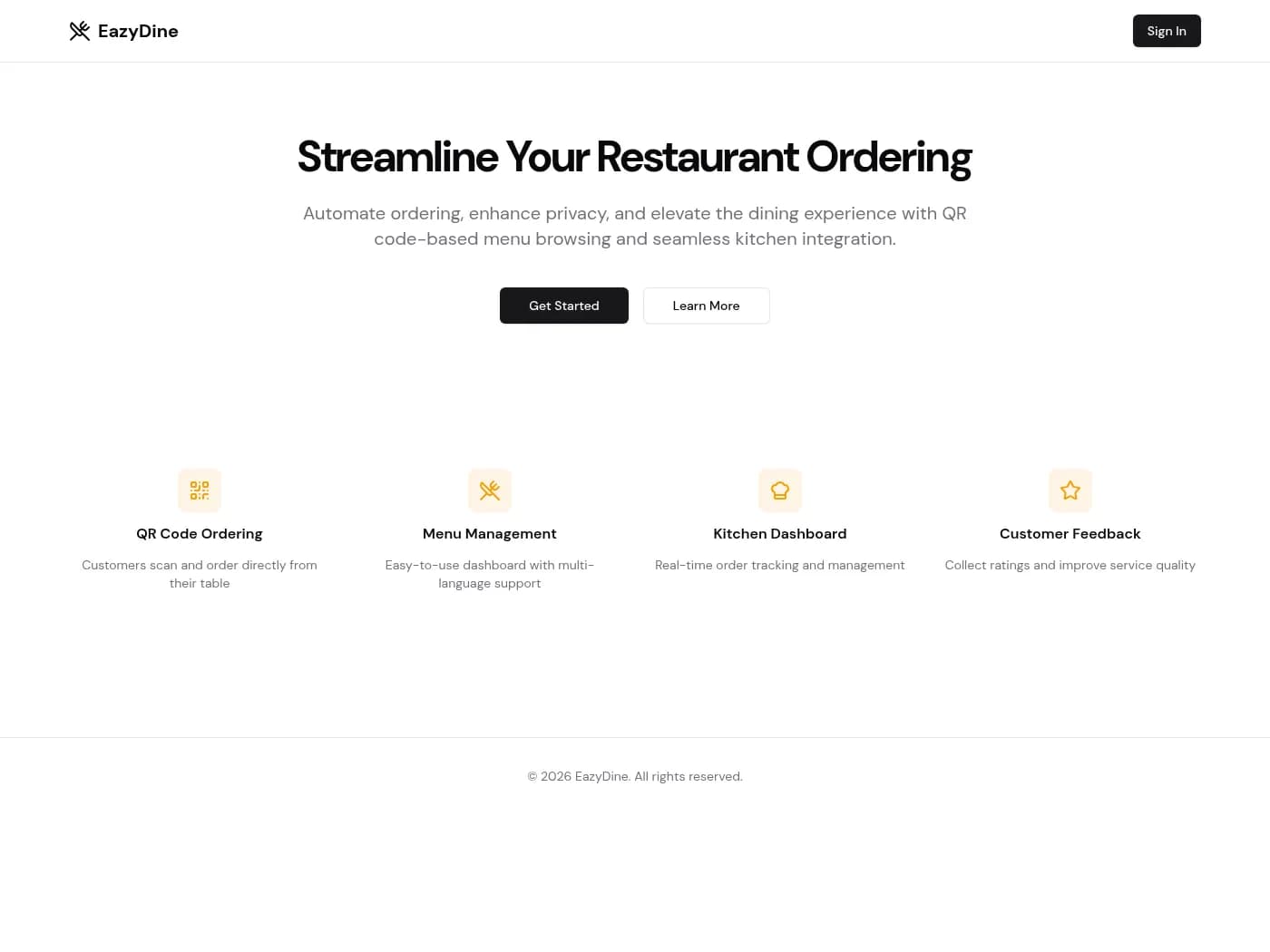 EazyDine Ordering Platform