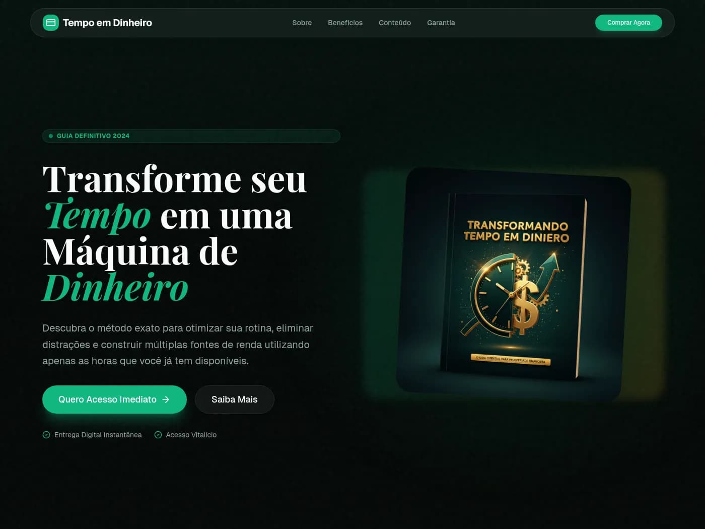 Tempo em Dinheiro Landing